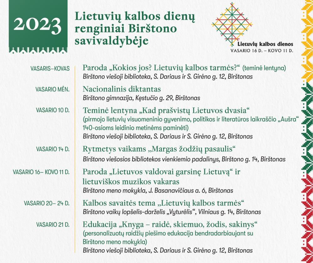 Birštonas.lt » Lietuvių kalbos dienų renginiai Birštono savivaldybėje